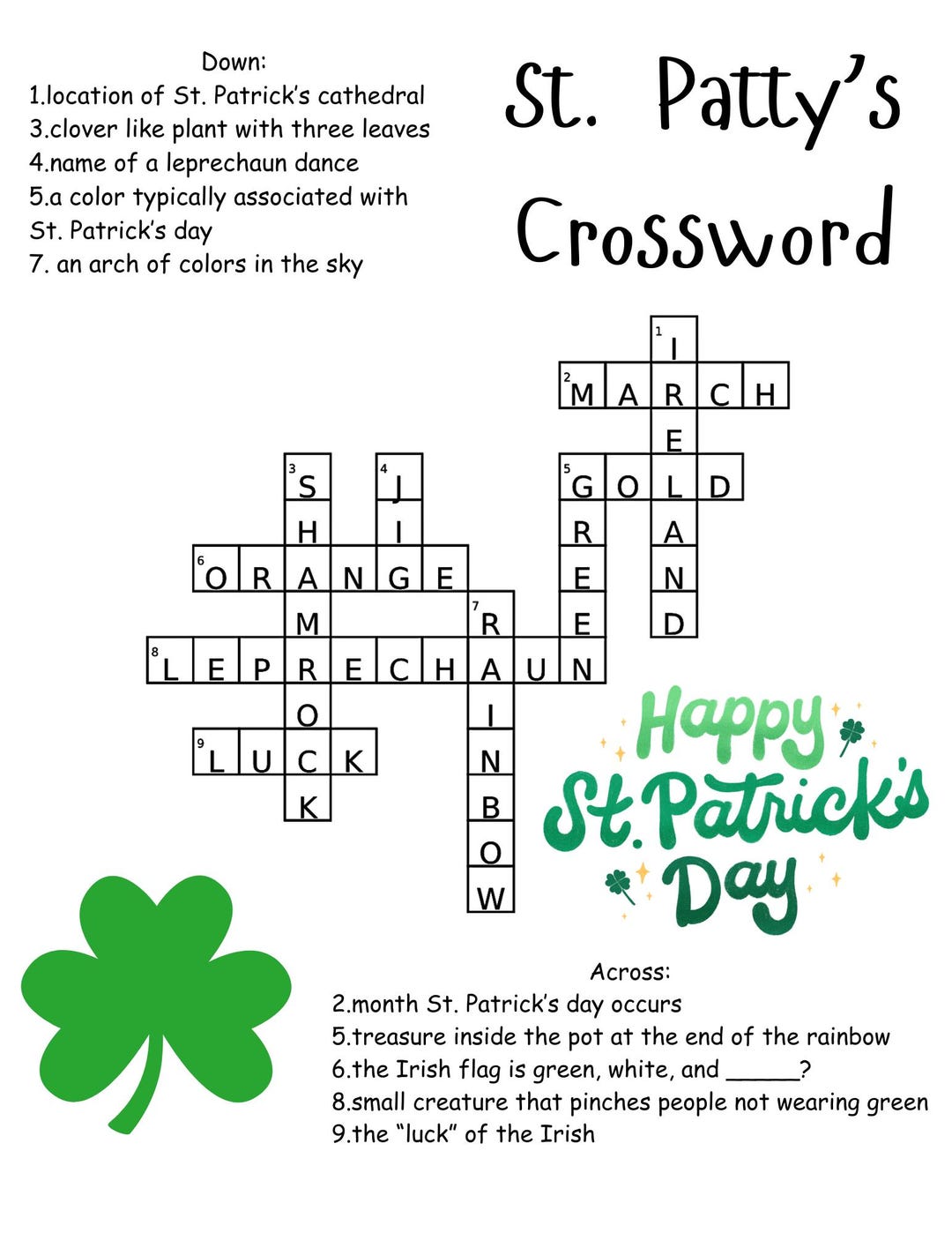 Fun Printable St Patrick’s Activity Bundle,st Pattys Activity,worksheet ...