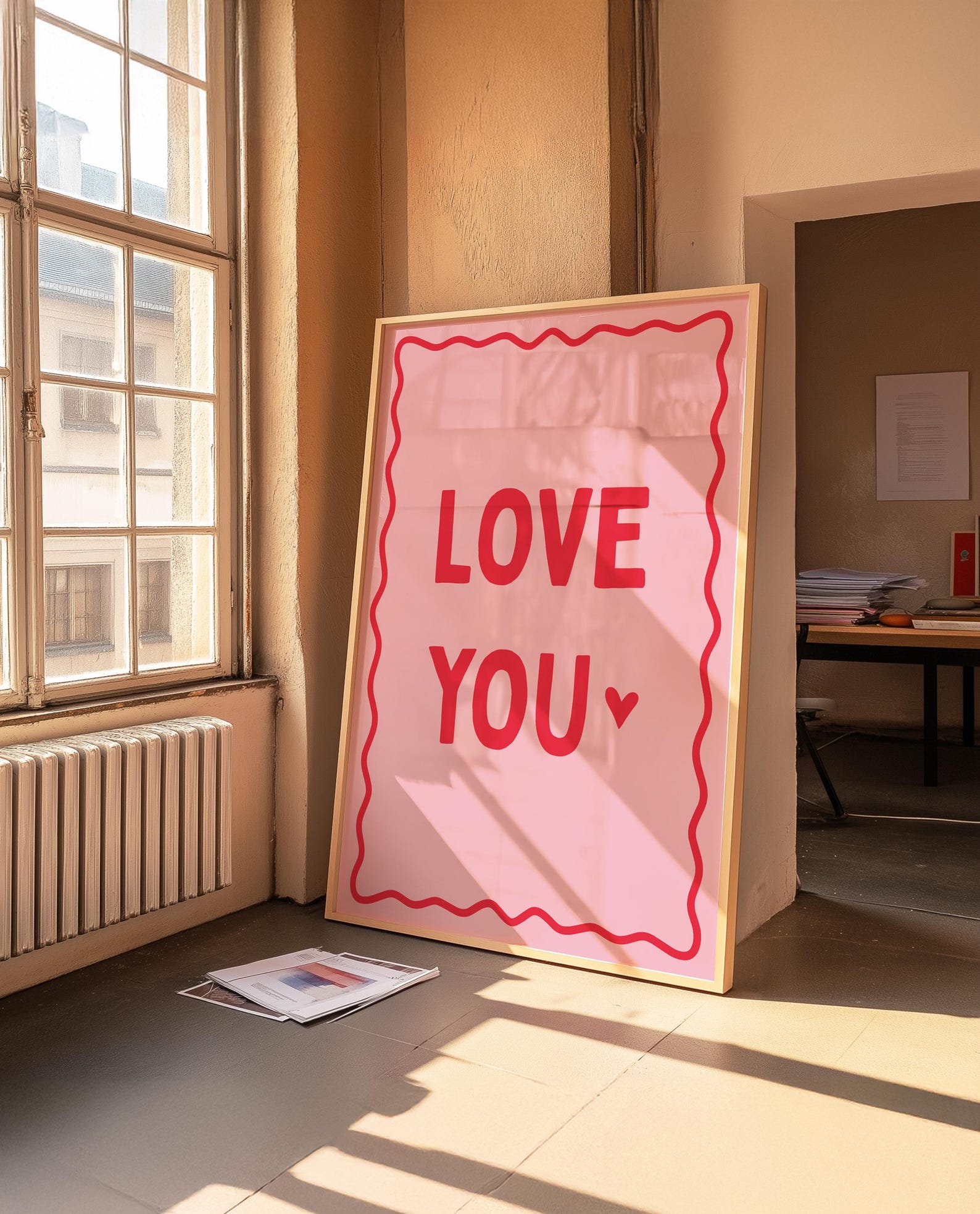 Love You | Red Pink | Love | Printable Wall Art | Digital Art Print ...
