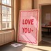 Love You | Red Pink | Love | Printable Wall Art | Digital Art Print ...