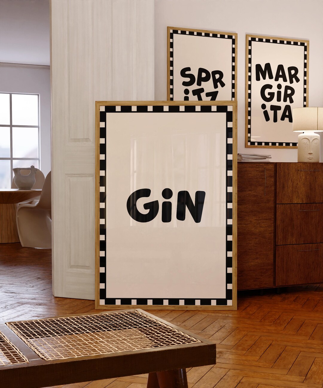 Gin | Typography Black | Bar Cart | Printable Wall Art | Digital Art ...