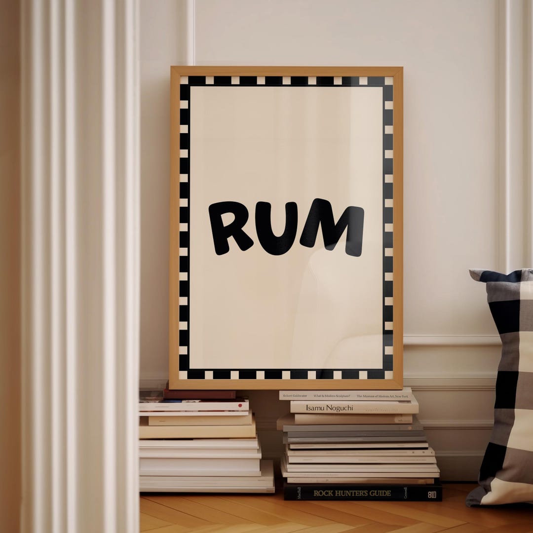 Rum | Typography Black | Bar Cart | Printable Wall Art | Digital Art ...