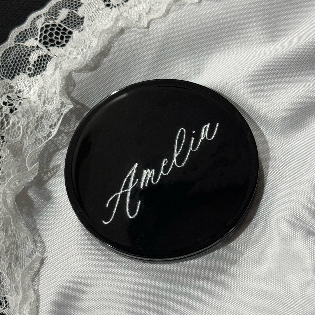 Custom Engraved Black Compact Mirror Round Compact Mirror Gift for Mom ...