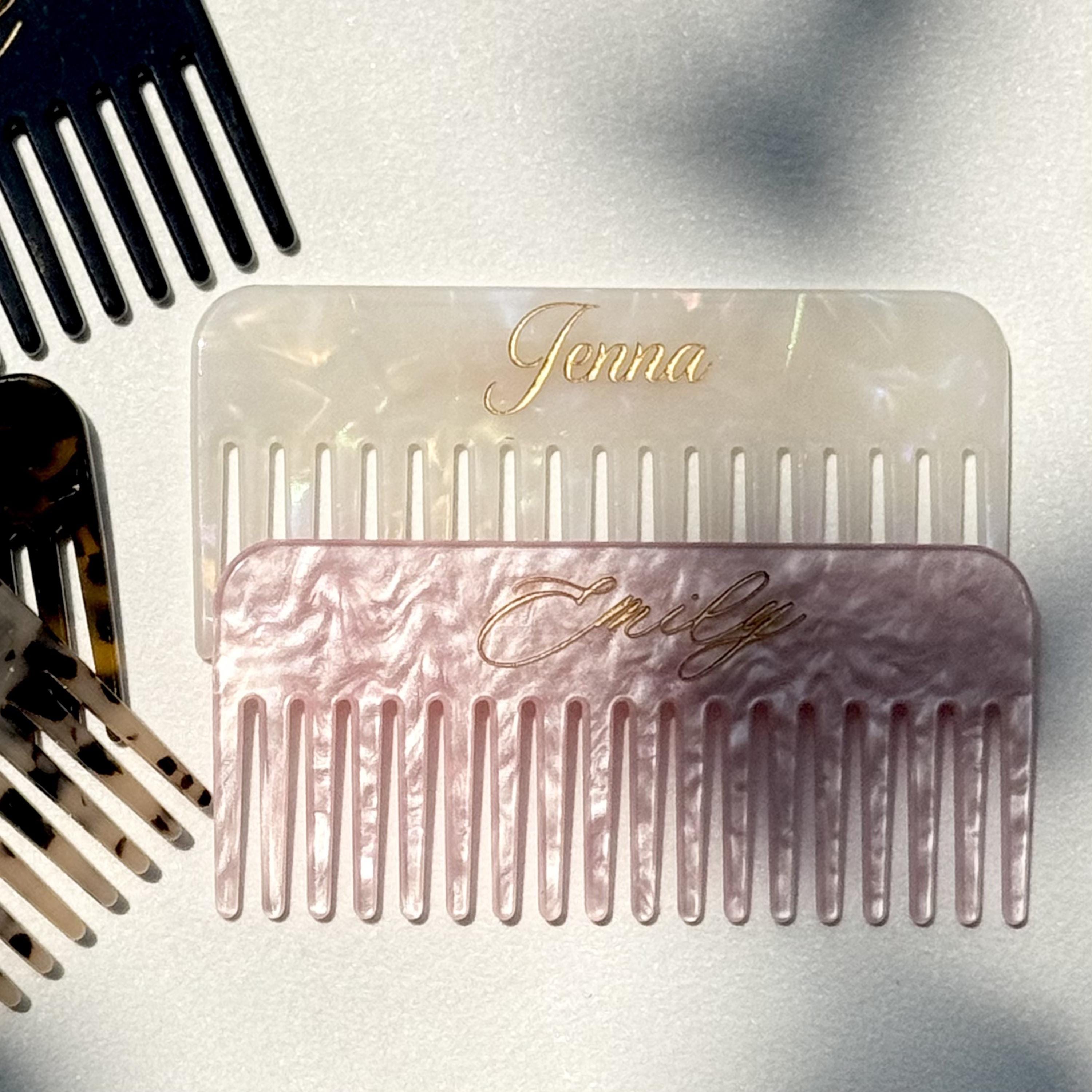 Personalized Name Hair Comb, Custom Engraved Text Logo Comb, Travel ...