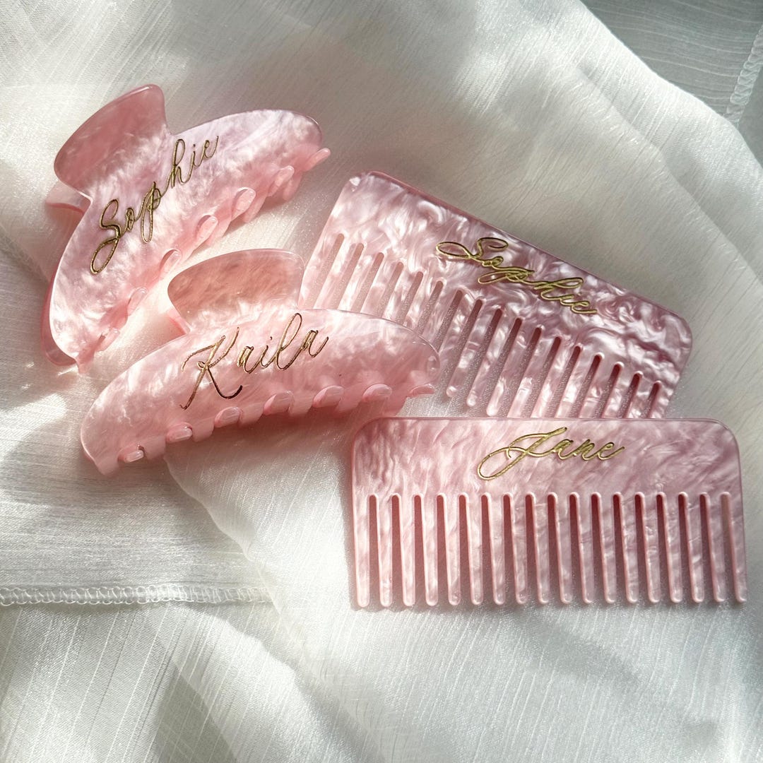 Personalized Engraved Comb, Princess Pink Custom Hair Clip, Cute ...