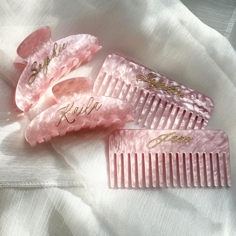 Personalized Engraved Comb, Princess Pink Custom Hair Clip, Cute ...