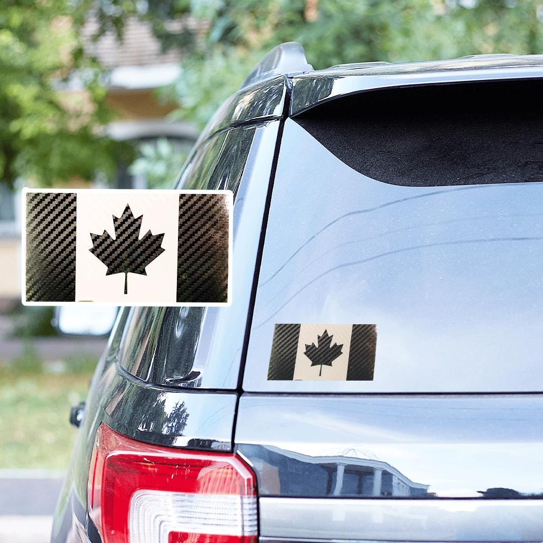 Canadian Flag Decal – Black & White Carbon Fiber Vinyl – 5.5” X 2.7 ...