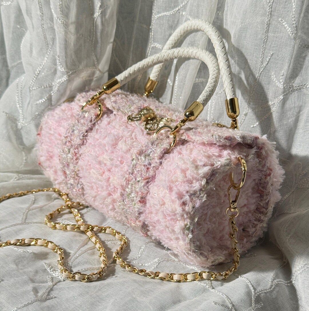 Handmade Pink Yarn Barrel Bag, Crochet Tulip Handbag - Etsy