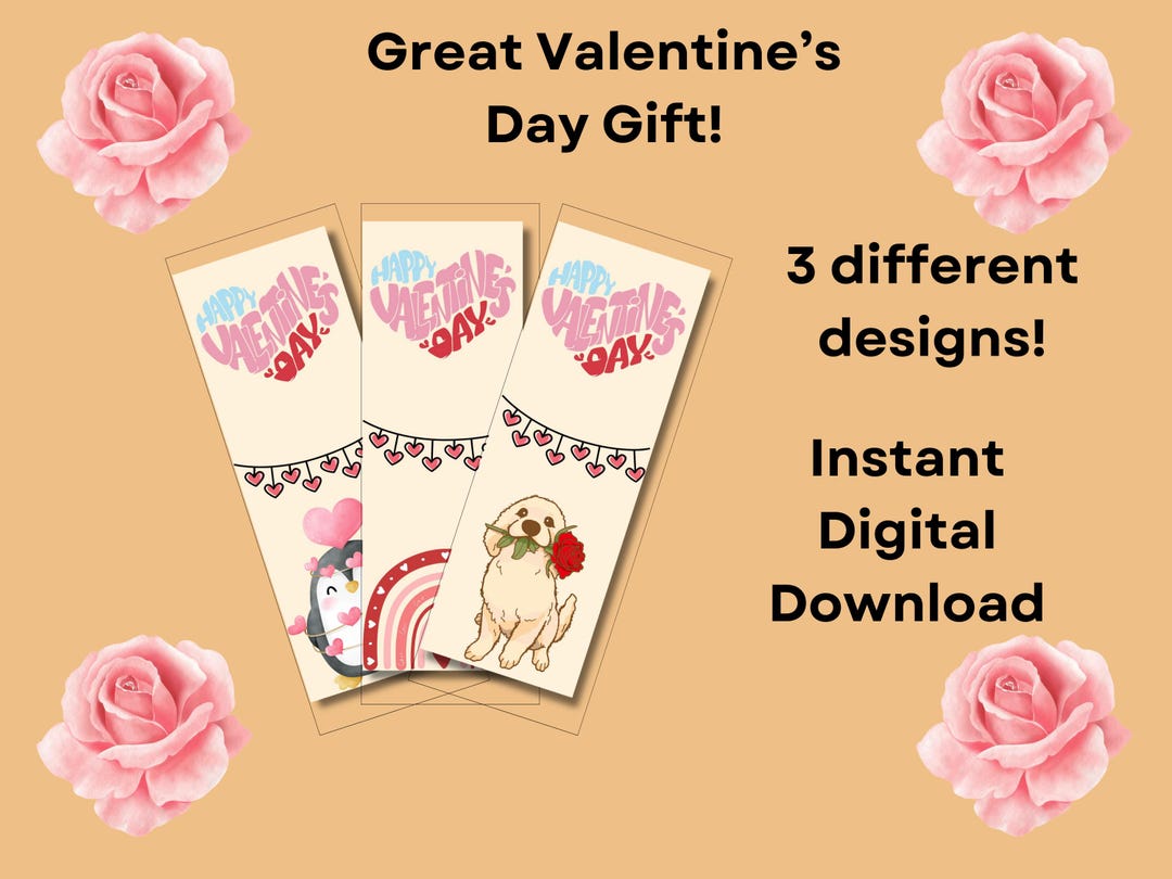 String of Hearts Valentine's Day Bookmarks, Printable Valentine's Gifts ...