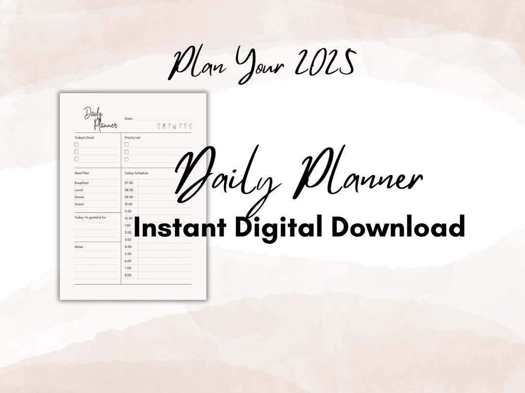 Daily Planner Worksheet, Printable Daily Planner Template, To-do List ...