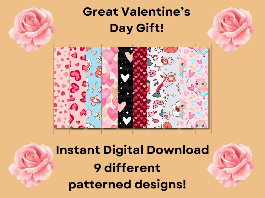 Valentine's Day Bookmark Bundle, Printable Valentine's Gifts, Valentine ...