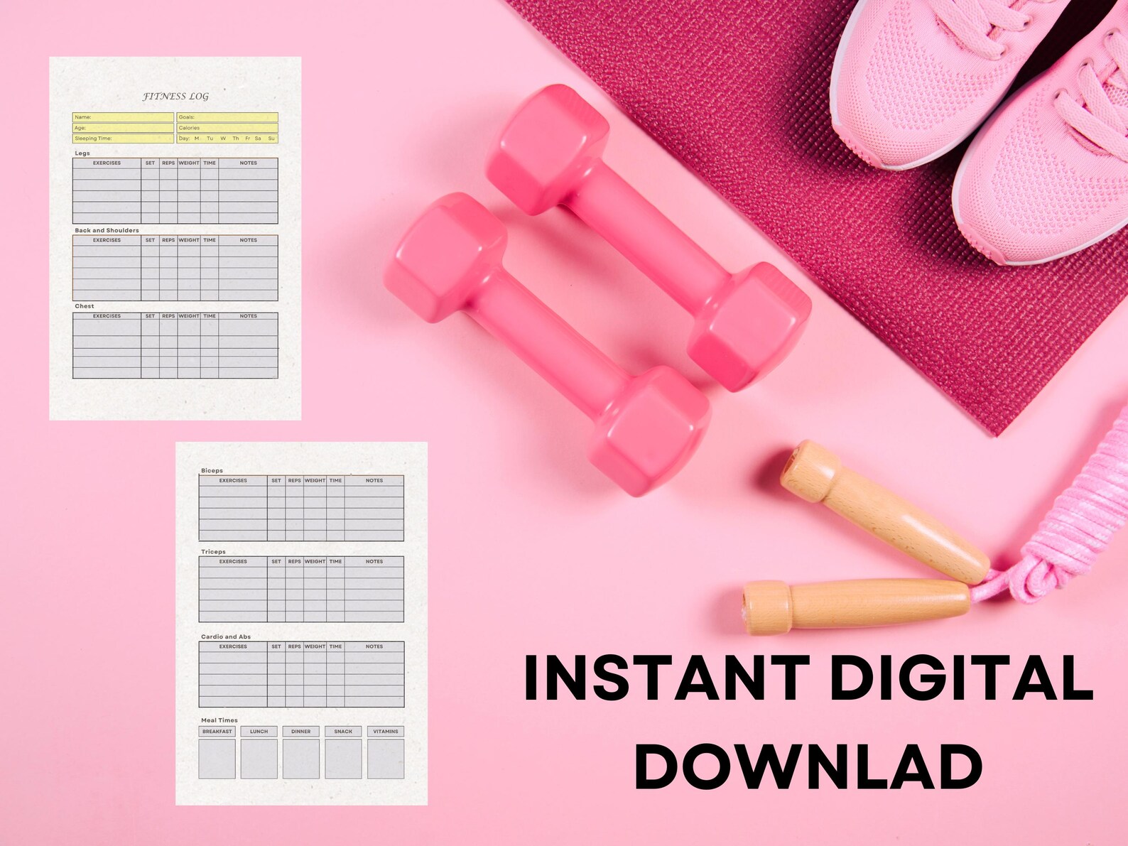 Printable Daily Fitness Log, Workout Tracker Printable, Fitness Journal ...