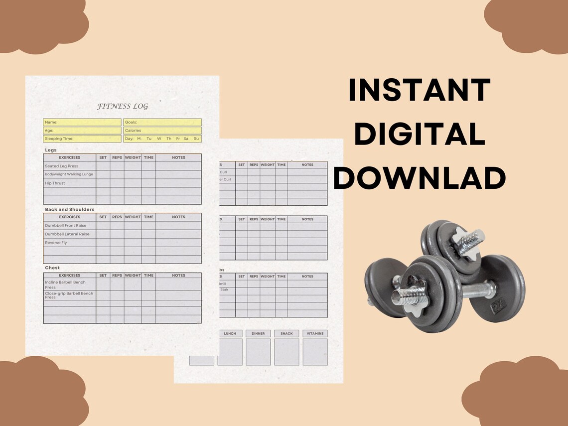 Printable Daily Fitness Log, Workout Tracker Printable, Fitness Journal ...