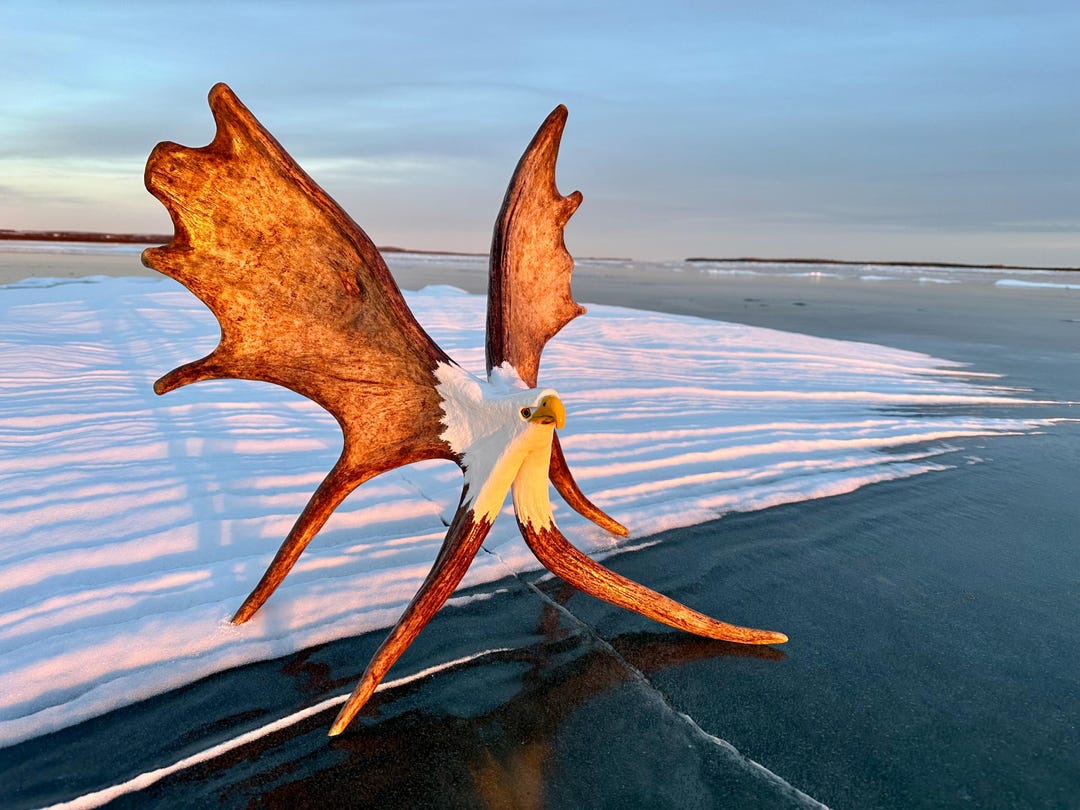 Alaska Moose Antler Two Winged Eagle Handcrafted in Napakiak, Alaska ...