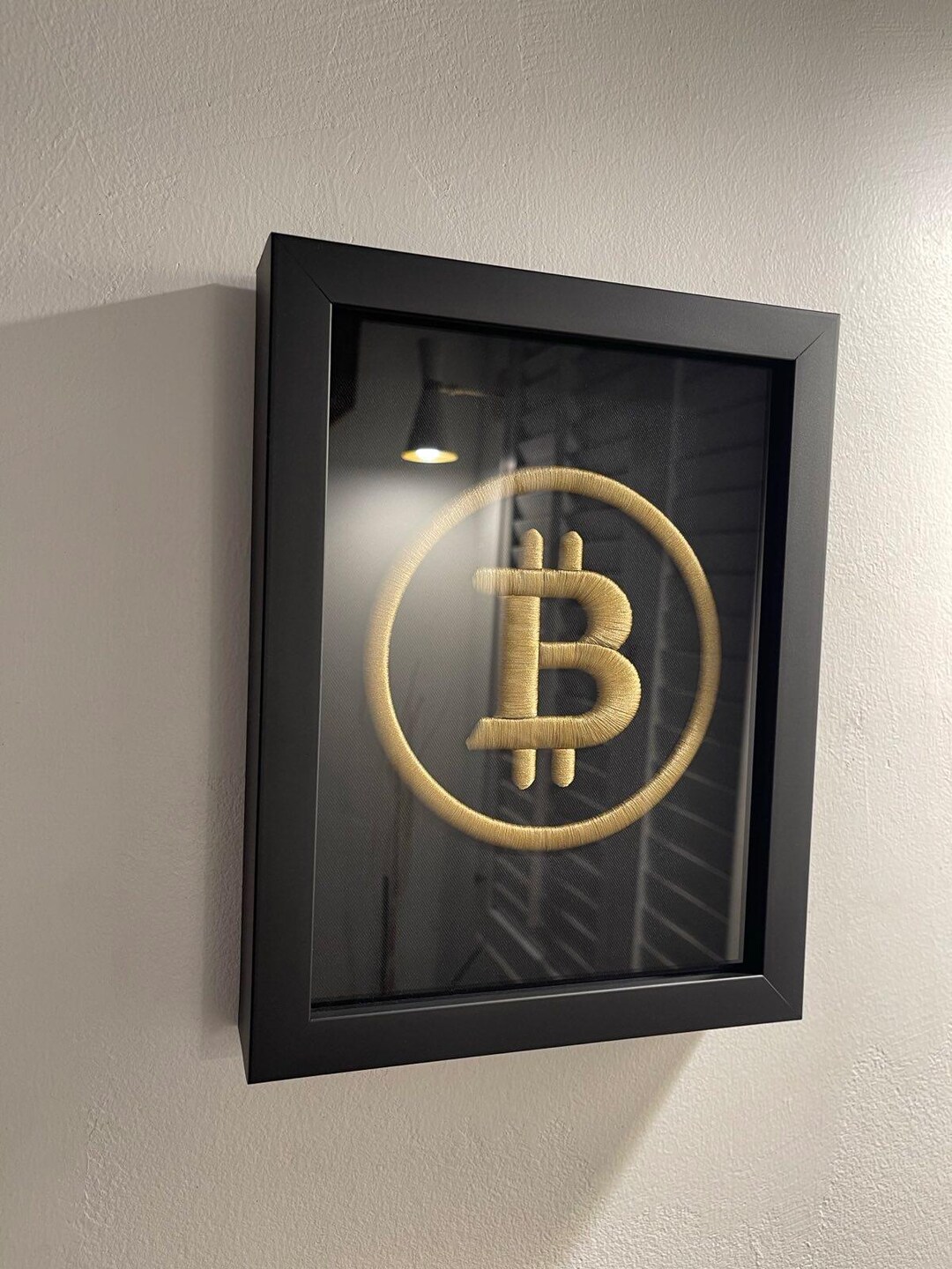 Golden Btc-bitcoin Logo 3D Embroidery Artwork in Matte Black Thick ...