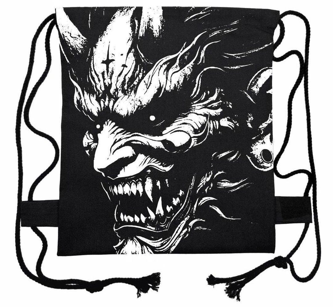 Bushi Samurai Drawstring Bag Heavy Duty Canvas Fabric Backpack T Gym ...