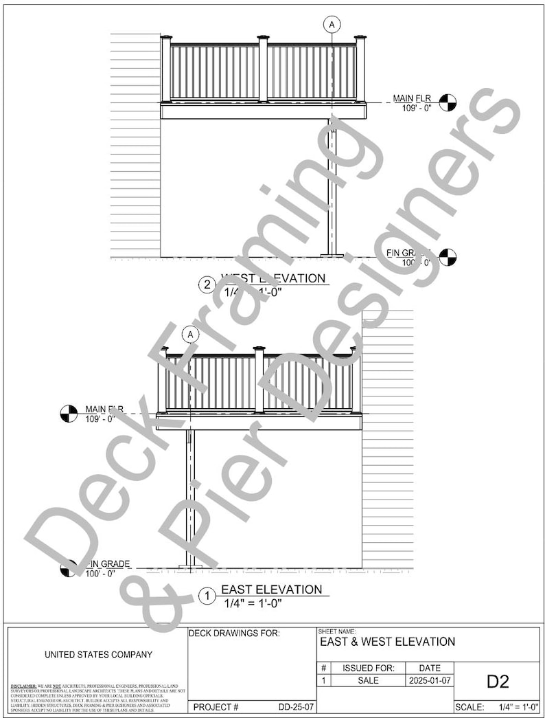 DECK Plans_10x14_landing With Stairs_usa DESIGN - Etsy