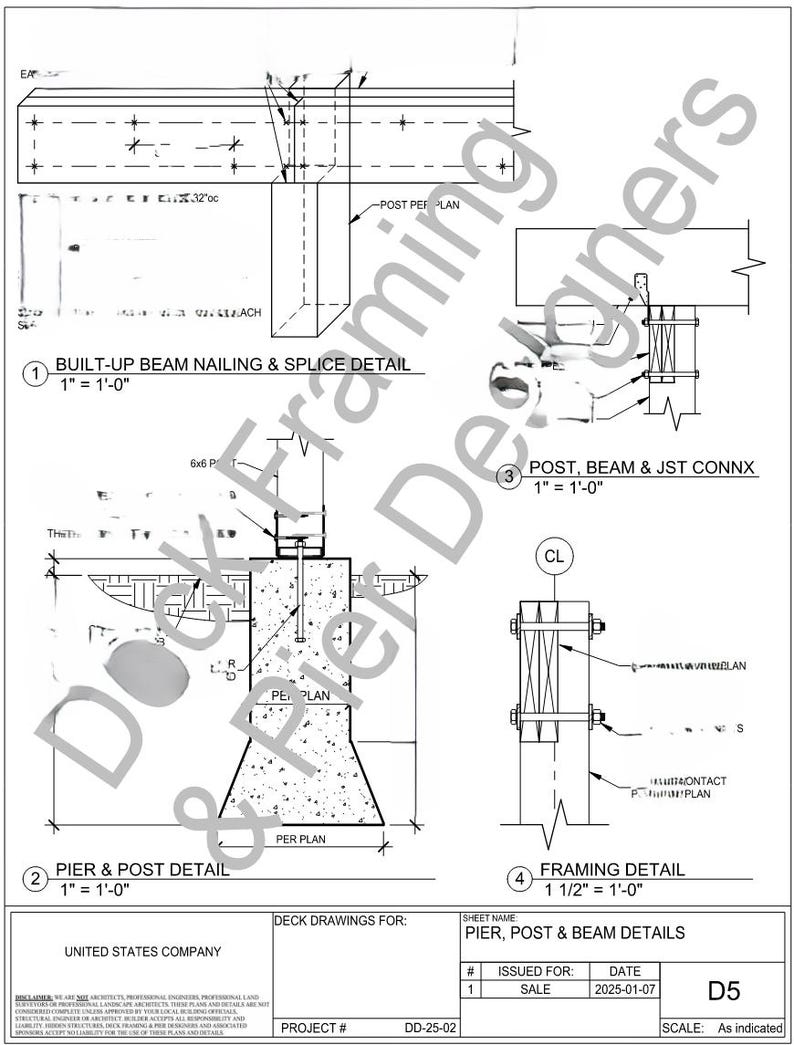 DECK Plans_17x16_hi ABOVE GROUND_BAY_USA DESIGN - Etsy