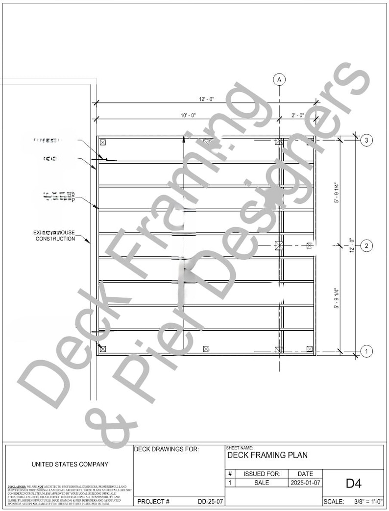 DECK Plans_10x14_landing With Stairs_usa DESIGN - Etsy