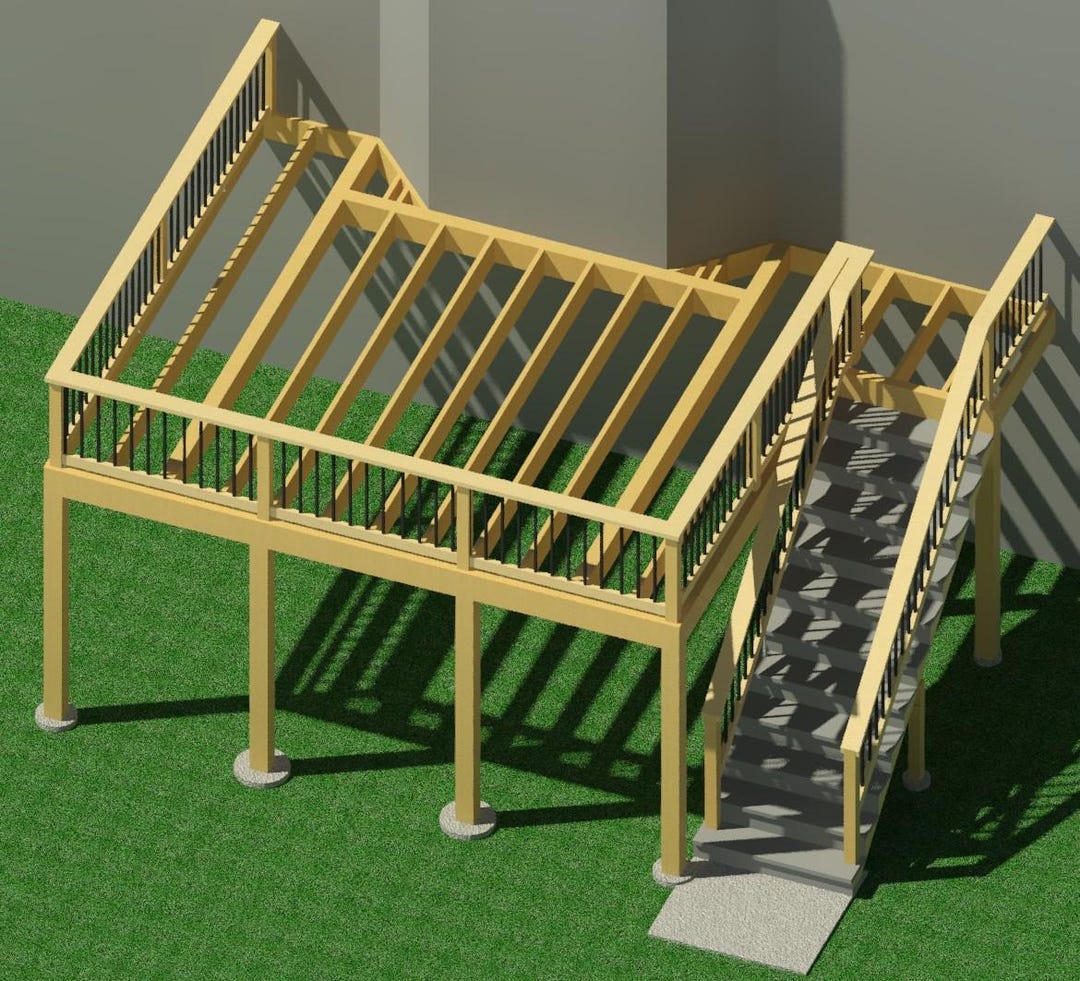 DECK Plans_16x14_hi ABOVE GROUND_BAY_USA DESIGN - Etsy