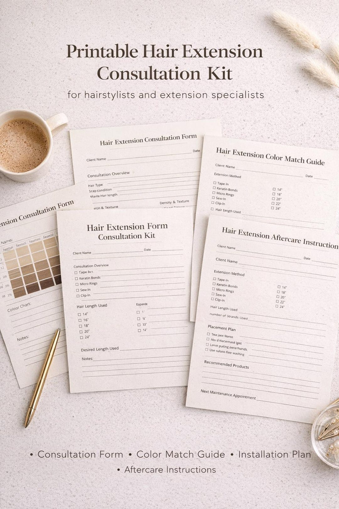 Hair Extension Consultation Forms | Client Record & Color Match Guide ...