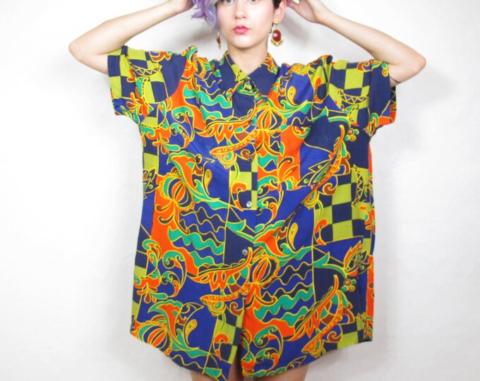 Colorful Graphic Slouchy Mens Shirt L - Etsy