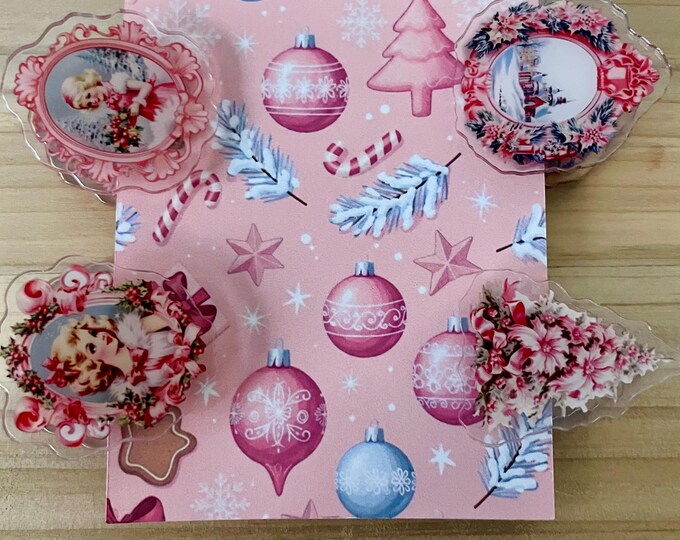 Acrylic Paper Clips, Vintage Pink Christmas Paper Clips, Binder Clips ...