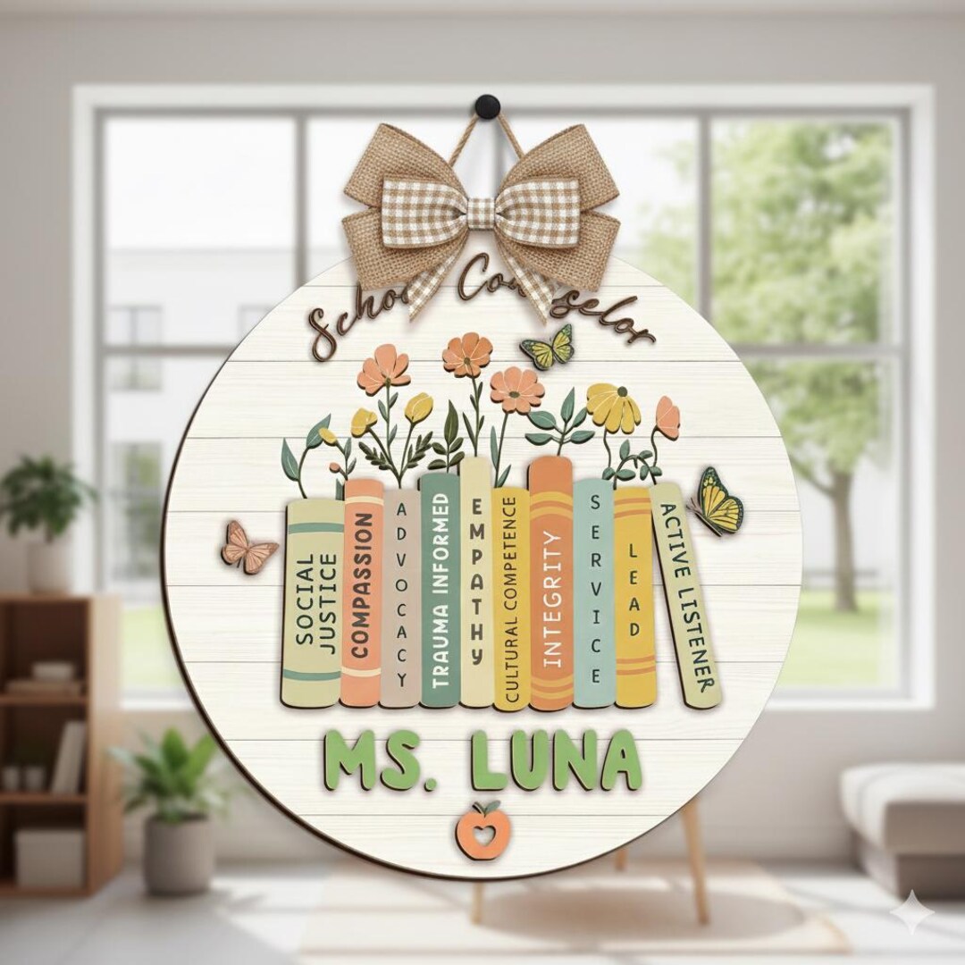 Personalized School Counselor Door Hanger Gift for Teacher - Etsy
