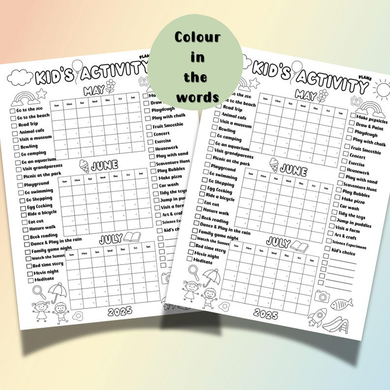 Printable Kid’s Calendar Activity Plan Poster | Editable Schedule | Fun ...