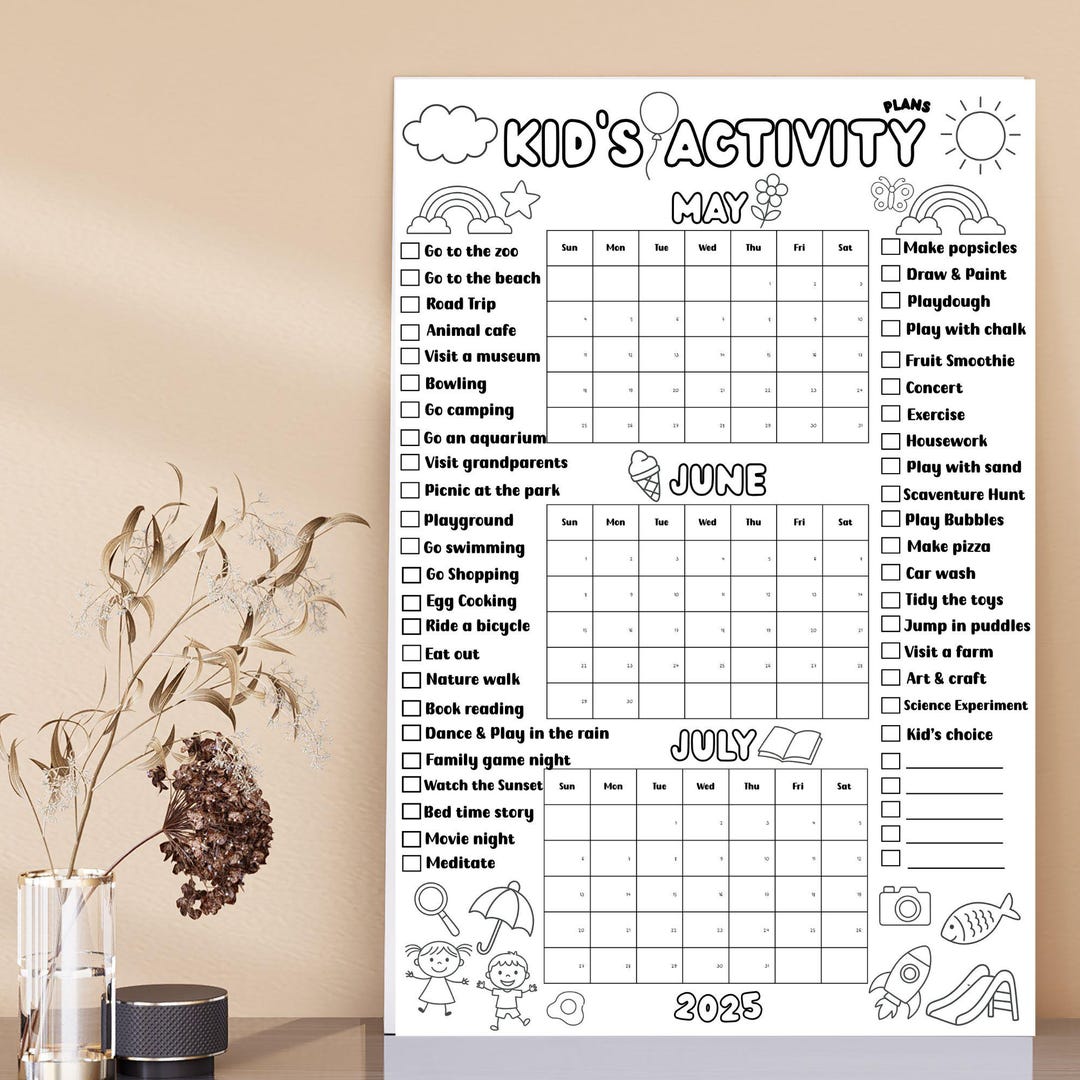 Printable Kid’s Calendar Activity Plan Poster | Editable Schedule | Fun ...