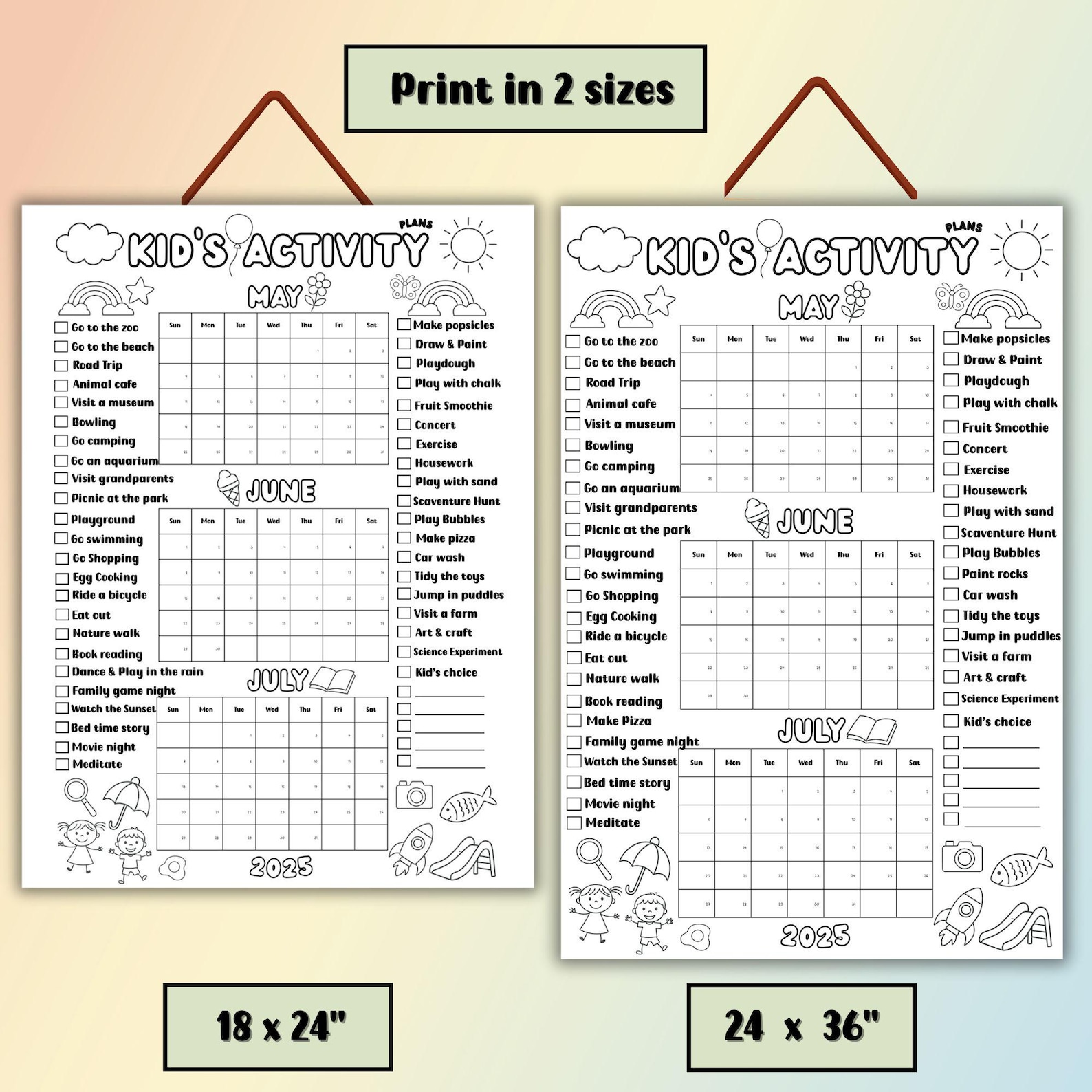 Printable Kid’s Calendar Activity Plan Poster | Editable Schedule | Fun ...