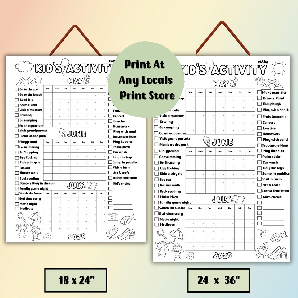 Printable Kid’s Calendar Activity Plan Poster | Editable Schedule | Fun ...
