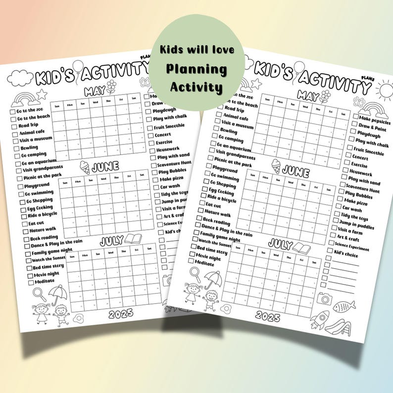 Printable Kid’s Calendar Activity Plan Poster | Editable Schedule | Fun ...