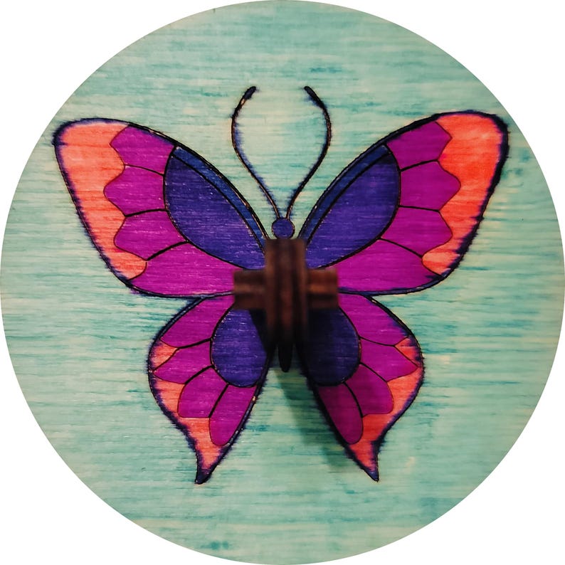 Colorful Butterfly Spinning Top SVG Design – Laser Cut File for Plywood ...