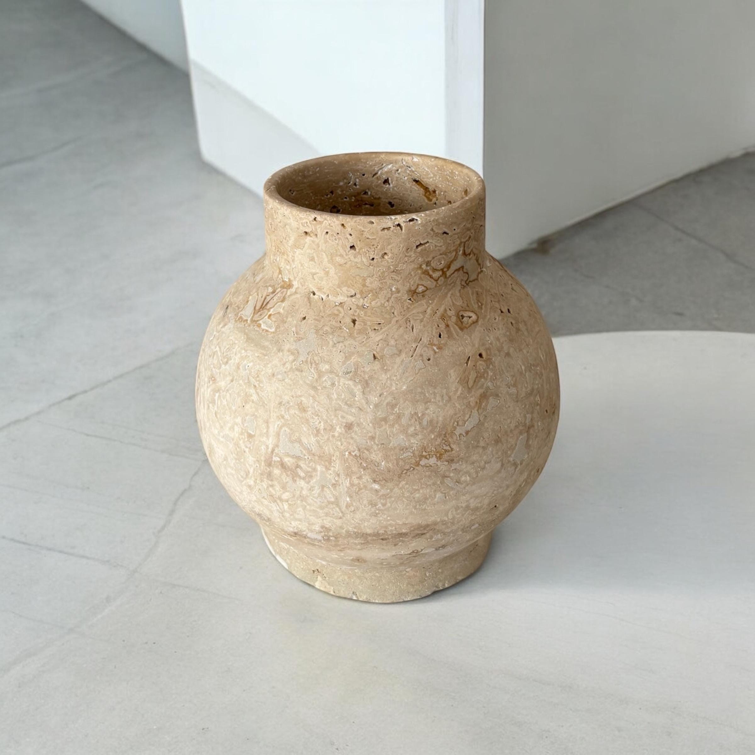 Travertine Flower Pot - Etsy