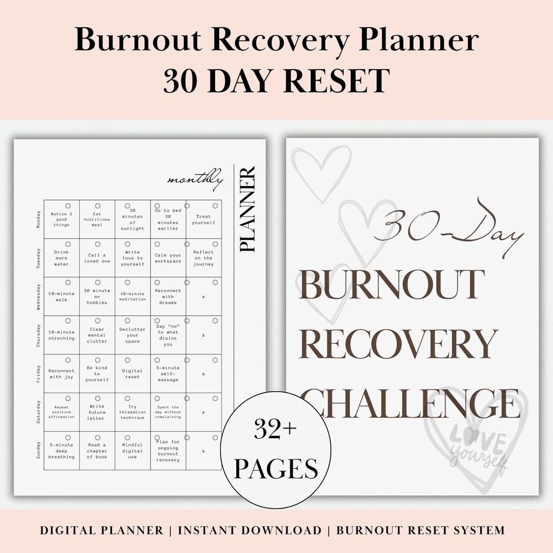 Burnout Recovery Challenge – 30 Day Planner for Busy Women | Printable ...
