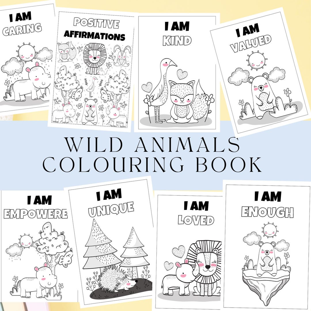 Wild Animals Coloring Book for Kids | 18+ Pages With Positive ...