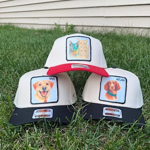 Custom Pet Portrait Trucker Hat: Embroidered Dog or Cat Patch - Etsy