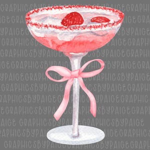 Watercolor Martini Glass PNG | Cute Cocktail Clipart With Bow | Girls ...