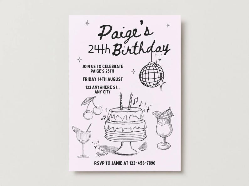 Editable Retro Birthday Invitation | Pink Disco Party Canva Template ...