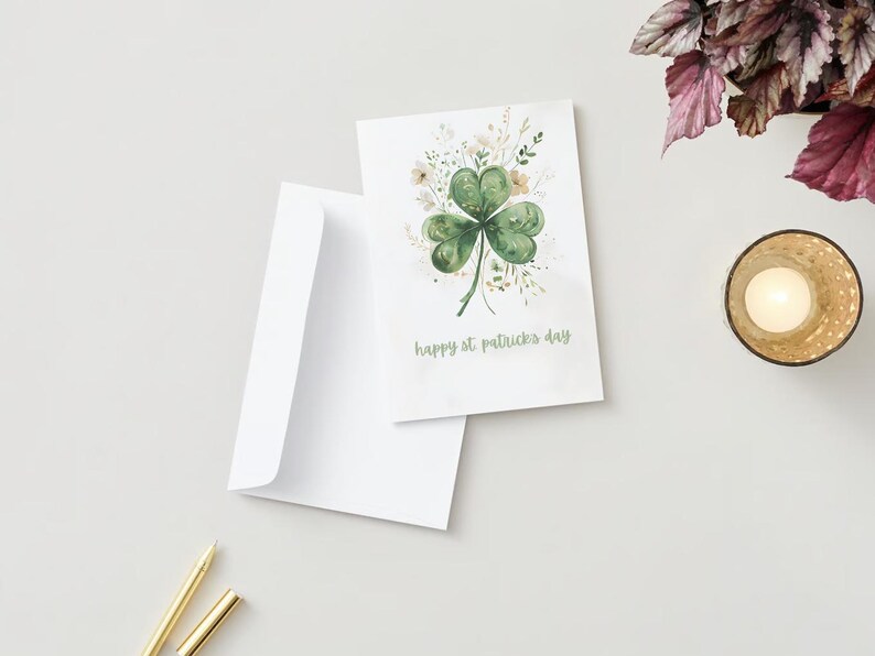 St. Patrick’s Day Card Set – Watercolor-style Shamrock Design, Blank ...