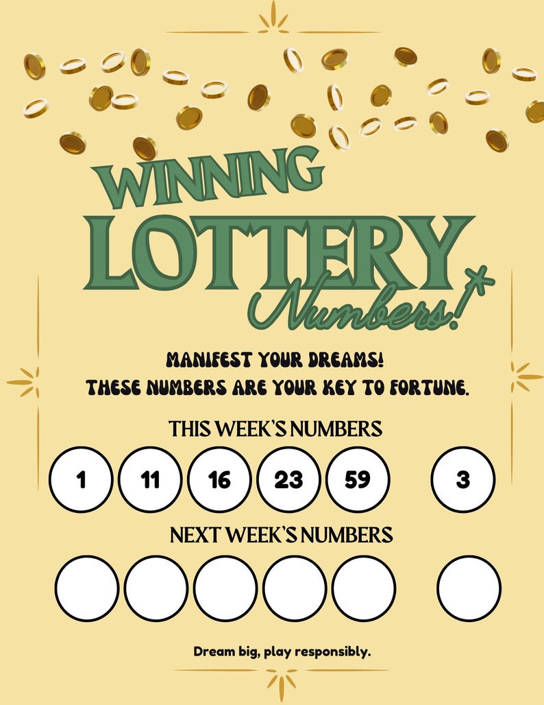 Winning Lottery Number Printable, Gag Gift, Lottery Winner, Billionaire ...