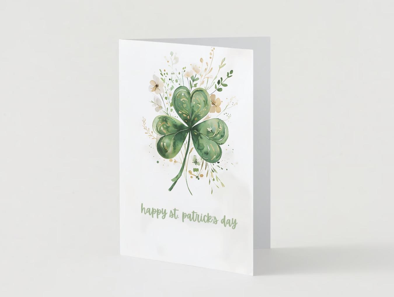 St. Patrick’s Day Card Set – Watercolor-style Shamrock Design, Blank ...