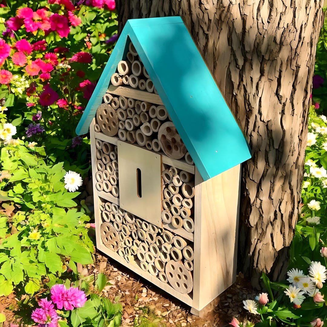 Bee & Bug Hotel | Wooden Insect House for Garden | Solitary Bee Habitat ...