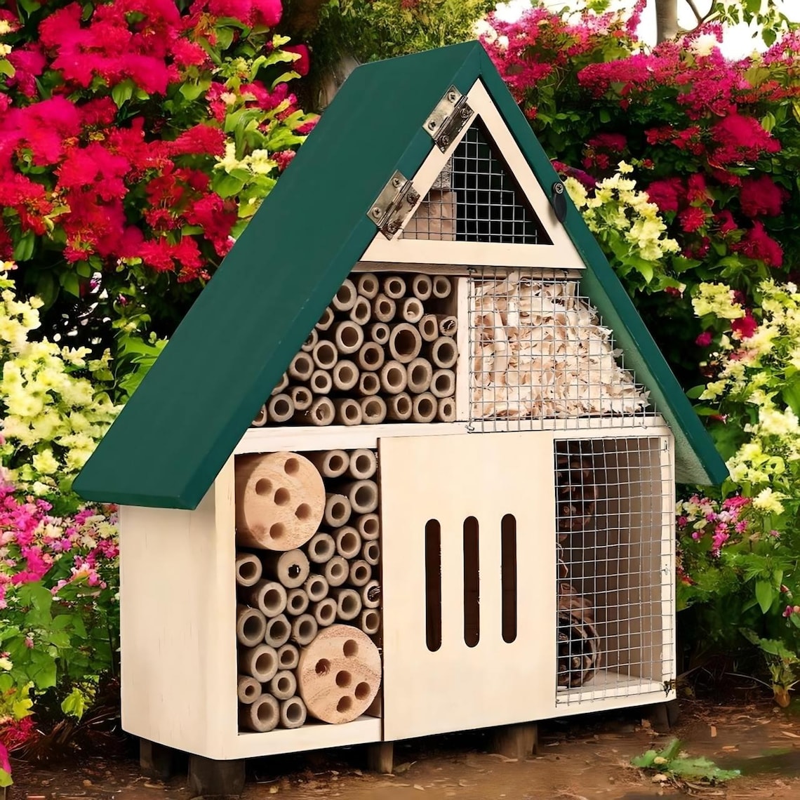Bee & Bug Hotel | Wooden Insect House for Garden | Solitary Bee Habitat ...