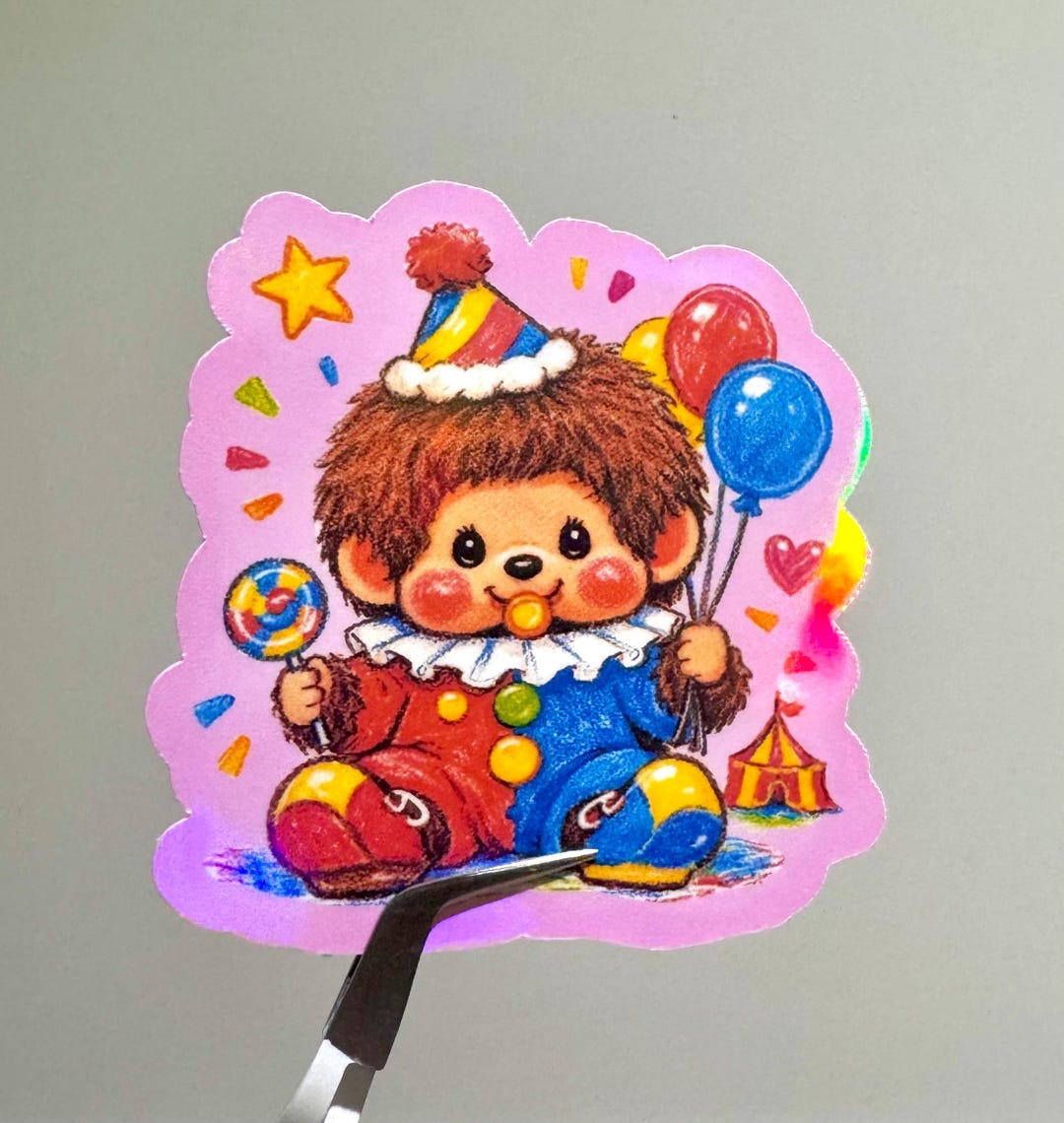 Party Time Monkey Sticker - Holographic Vinyl, Journals, Laptops - Etsy