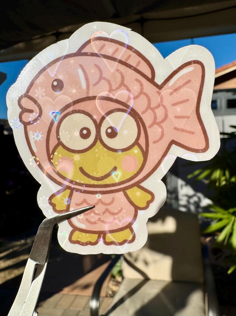 Frog Taiyaki Vinyl Sticker - Water-resistant, Sparkle Laminate - Etsy