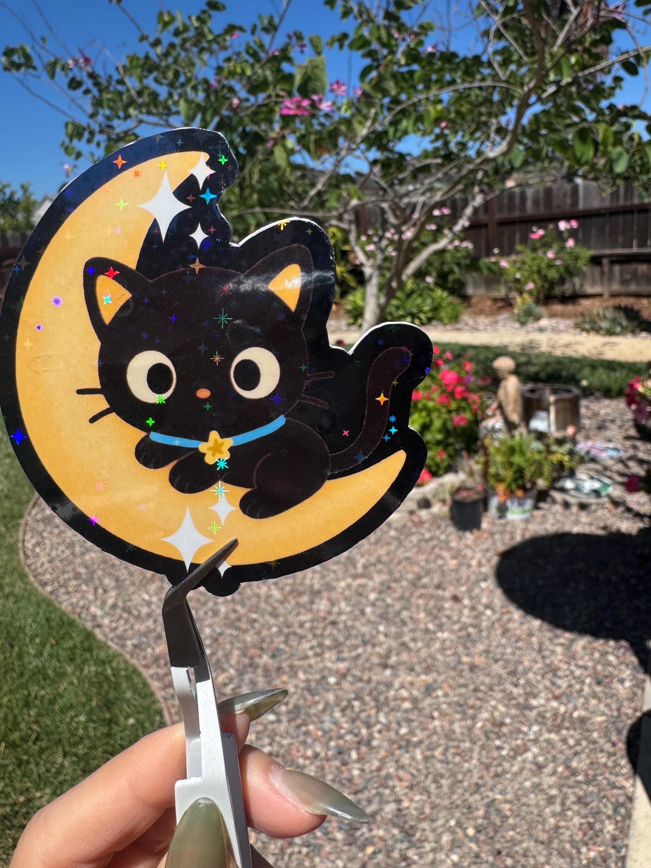 Luna Cat Sticker, Holographic Vinyl, Laptop Decal - Etsy