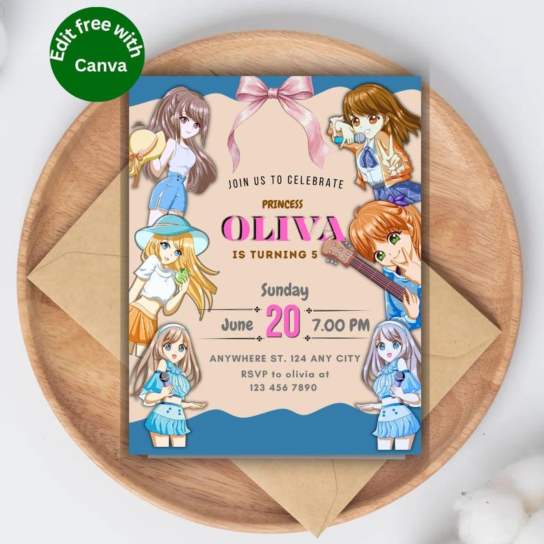 K-pop Anime Inspired | Editable Canva Template ANY AGE - Etsy