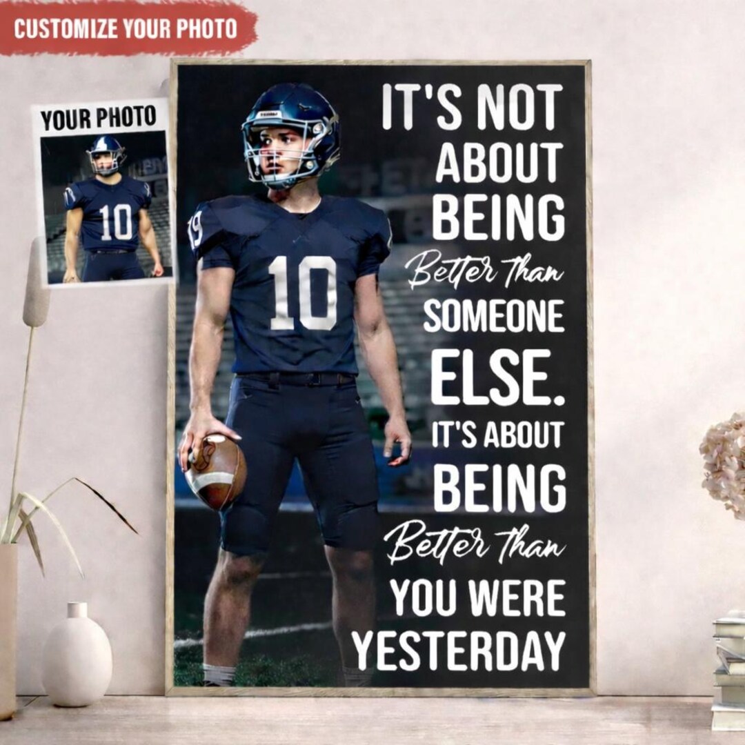 Personalized Football Poster, Custom Athlete Photo Wall Art ...