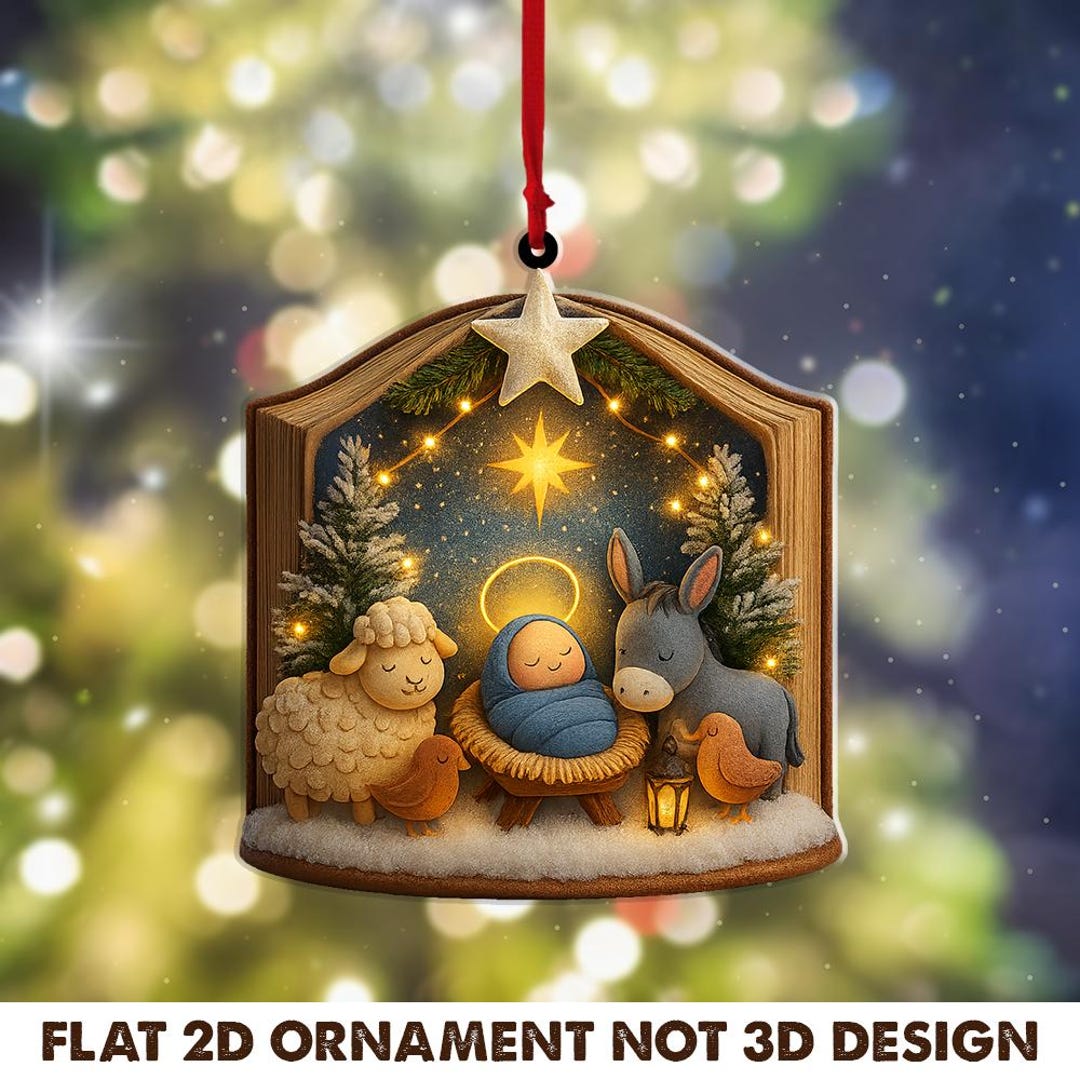 2D Nativity Scene Ornament: Christian Christmas Gift, Holy Night Decor ...
